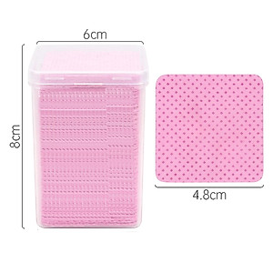 3Boxes/ 600Pcs Lint Free Nail Wipes Square Nail Art Gel Polish Remover Cotton Pad Nail Wipe Eyelash Extension Glue Wipes Removal Tool for Nail Salon and Eyelash Extension Supplies, Pink