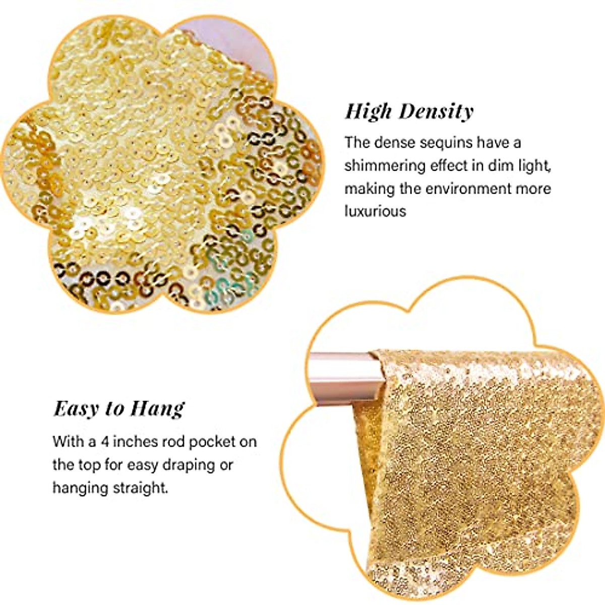 Dominiburl Sequin Backdrop Backdrop Non See Through Gold Backdrop for Party Wedding Birthday Party Decorations (4x8 Inch, Gold)