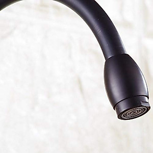 Easikc Antique High Arch Spout Ceramics Kitchen Faucet 360 Degree Rotation Full Copper Vintage Hot and Cold Water Taps Single Handle Single Hole Basin Mixer Faucet