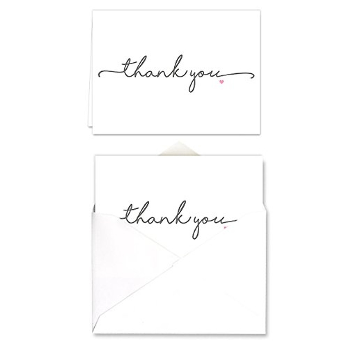 Thanks From The Heart Thank You Note Card Pack / 36 Thanks Greeting Cards With White Envelopes / 3 1/2" x 4 7/8" Generic Hearts Appreciation Blank Cards