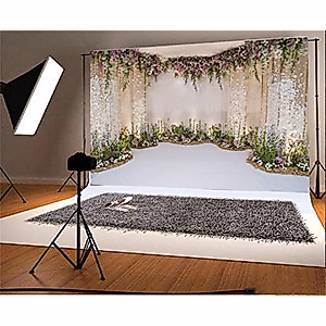 CSFOTO 8x6ft Wedding Backdrop for Cradle Ceremony Backdrop for Proposal Flowers Curtain Wedding Ceremony Banner Bridal Shower Background Mother's Day Backdrop Floral Marriage Backdrop