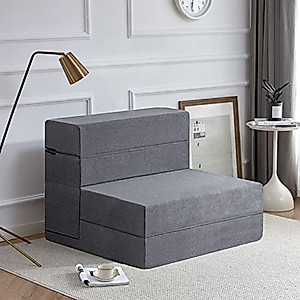 Kingfun Folding Sofa Couch Bed Memory Foam Sleeper Sofa Guest Bed and Fold Out Chair Bed,Living Room, Bedroom, Washable Cover cot Size, Dark Grey