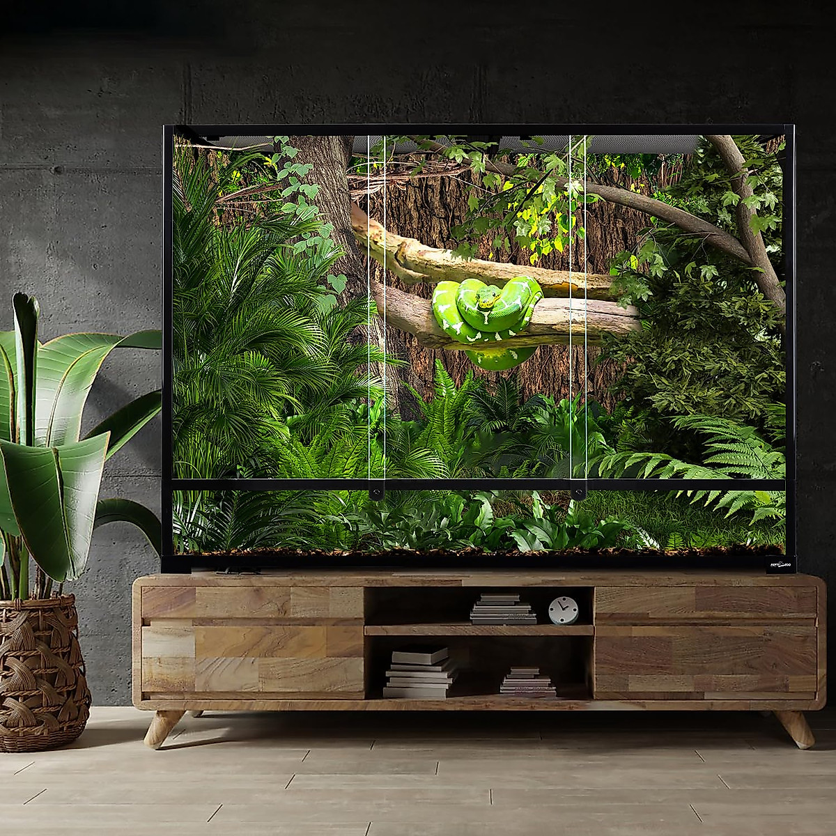 REPTI ZOO 135 Gallon Reptile Glass Terrarium, 48" x 18" x 36" Vertical Tempered Glass Rainforest Reptile Terrarium, 2 in 1 Use Knock-Down Paludarium Tank