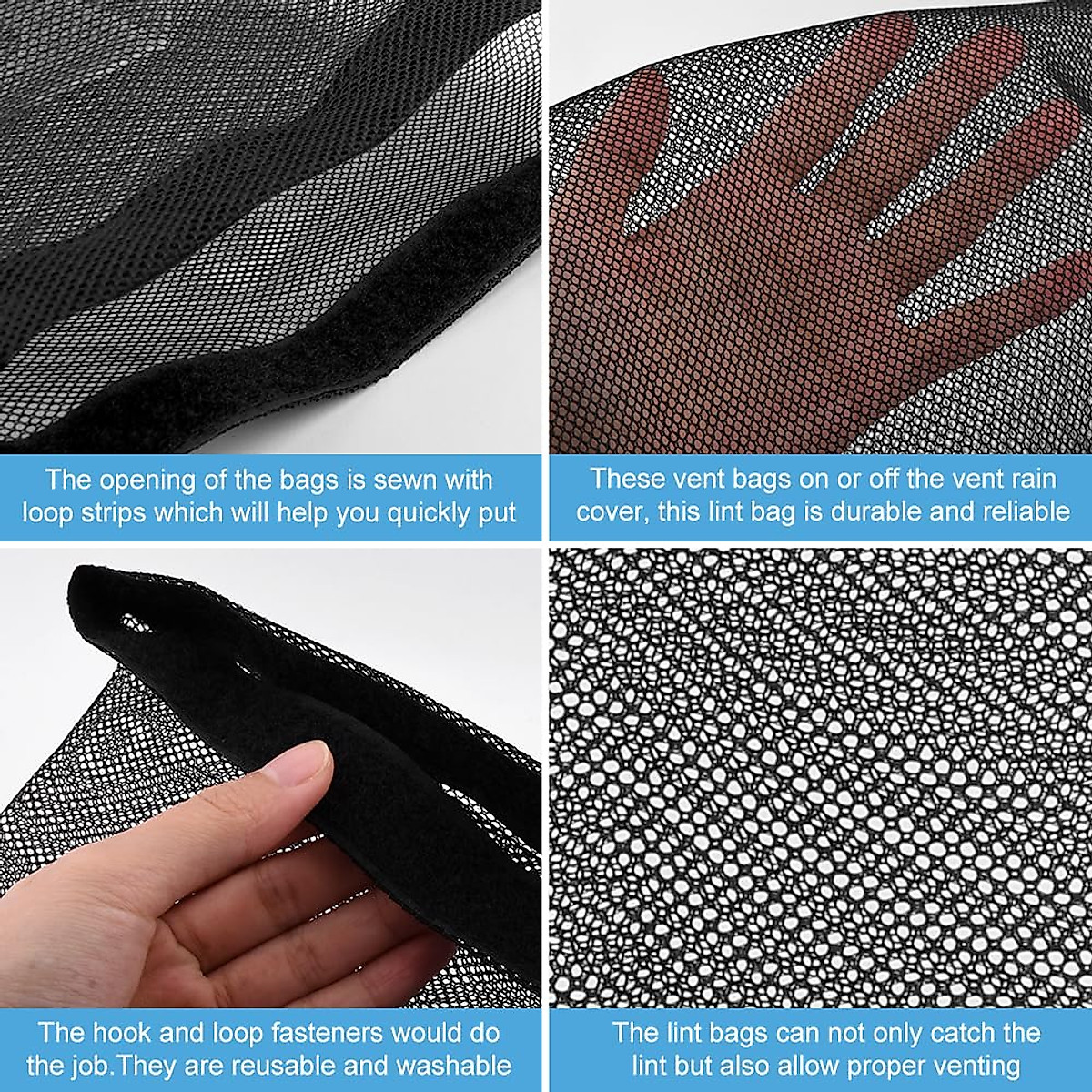 LOQJSS 2 Pack Dryer Vent Lint Bags Lint Traps Lint Dust Bag,Dryer Vent Lint Trap Bags with Adhesive Hook Strips,Exterior Dryer Vent Cover,for Outdoor Dryer Vents Capturing Lint and Dust