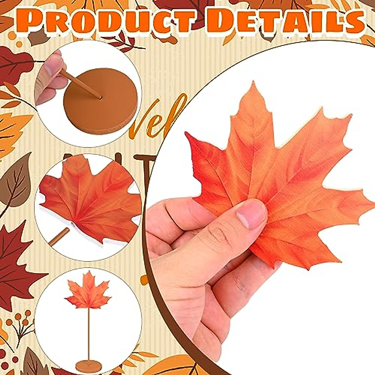 6 Pcs Fall Standing Decor for Tabletop Maple Leaves Wooden Table Sign Thanksgiving Centerpiece Rustic Block Set Wood Tiered Tray Decoration for Farmhouse Home Kitchen