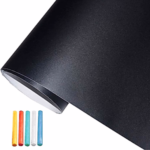 Chalkboard Wallpaper Stick and Peel: Contact Paper 17.7 X 78.7 Inches Classroom Chalkboard Stickers Chalk Board Paint Self Adhesive Wall Paper with 5 Colorful Chalks