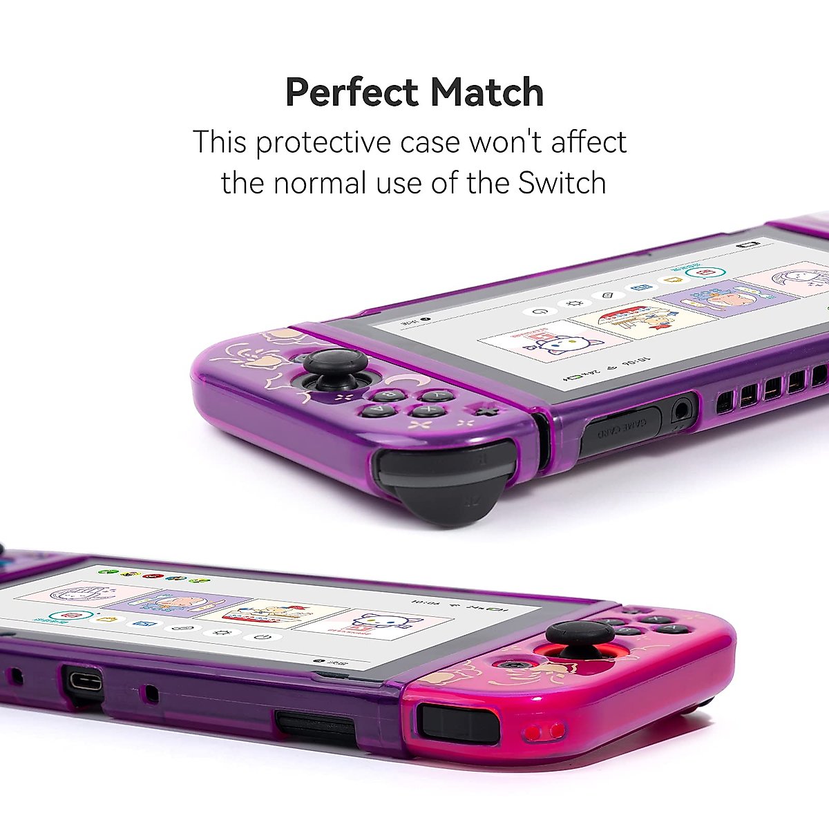 GeekShare Soft TPU Protective Case Slim Cover Case Compatible with Nintendo Switch and Joy-Con - Shock-Absorption and Anti-Scratch -Jellyfish Cat