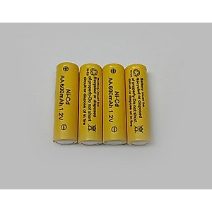 AA Ni-Cd 600mAh Yellow Rechargable Batteries for Solar Powered Units (4-Pack)