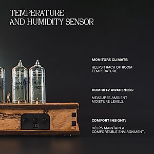 Authentic Nixie Tube Clock Bundle with Spare IN-14 Nixie Tube, Motion Temperature Humidity Sensors, Dual RGB LED Backlight, Alarm Clock, Visual Effects, Replaceable Nixie Tubes, Made in Ukraine