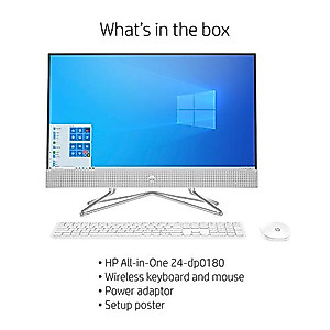 HP 24-inch All-in-One Touchscreen Desktop Computer, Intel Core i7-1065G7 Processor, 16 GB RAM, 512 GB SSD, Windows 10 Home (24-dp0180, Silver)