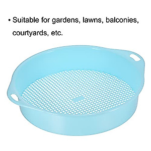 MECCANIXITY Garden Sifting Pan, Round Potting Sieve Plastic Mesh Filter Soil Screen Gardening Tool for Garden Yard, Blue
