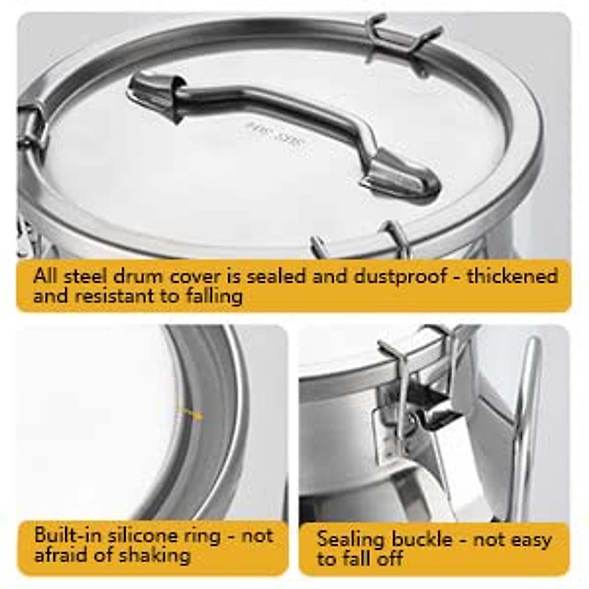 3.16Gallon Stainless Steel Milk Can Ice Bucket Wine Bucket,Water Jug Liquid Storage Pail,Commercial Fermentation Barrel,Canisters for Kitchen