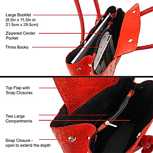 Fioretta Italian Genuine Leather Suede Carryall Top Handle Tote Bag For Women - Red