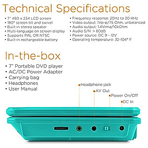 Ematic 7" Portable DVD Player with Matching Headphones and Bag - EPD707TL