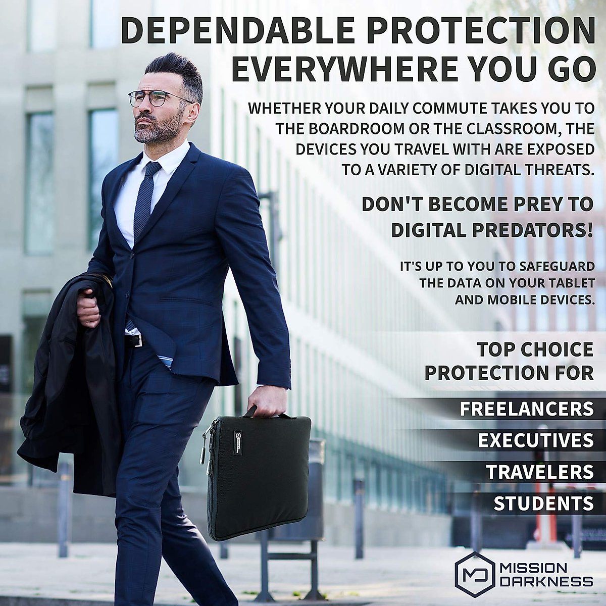 Mission Darkness Mojave Faraday Tablet Bag // Multi-Functional Travel Case with Accessory Pockets and Built-in Faraday Sleeve // Signal-Blocking, Anti-Tracking, Anti-Hacking, Anti-Spying Faraday Cage