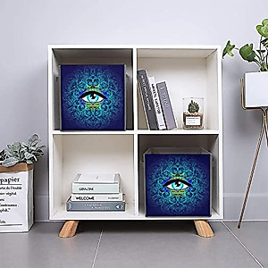 Cool Alien Psychedelic Eye Canvas Collapsible Storage Bins Cube Organizer Baskets with Handles for Home Office Car