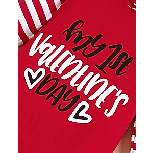 WALSONER My 1st Valentine’s Day Clothes Newborn Baby Boy Hooded Love Romper Valentine Bodysuit