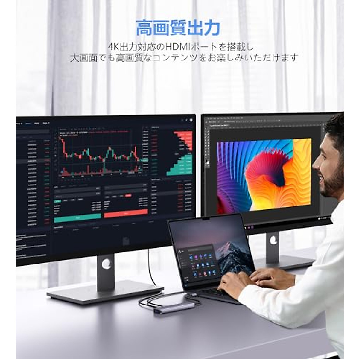 USB C Docking Station Dual HDMI Monitor, Newmight 7 in 1 USB C to Dual HDMI Adapter with 3 USB 3.0, PD 100W Charging, USB C 3.0, USB C Hub Multiport Adapter for Dell, HP, MacBook, iPhone 15 Series