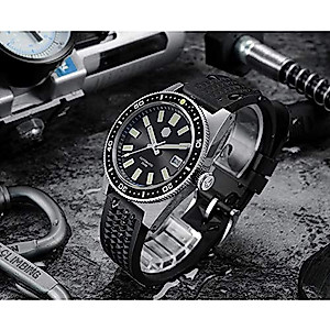san martin 62Mas Diver Mechanical Automatic Men Watch Stainless Steel NH35 Ceramic Bezel Sunray Dial Sapphire Glass (Model 1)