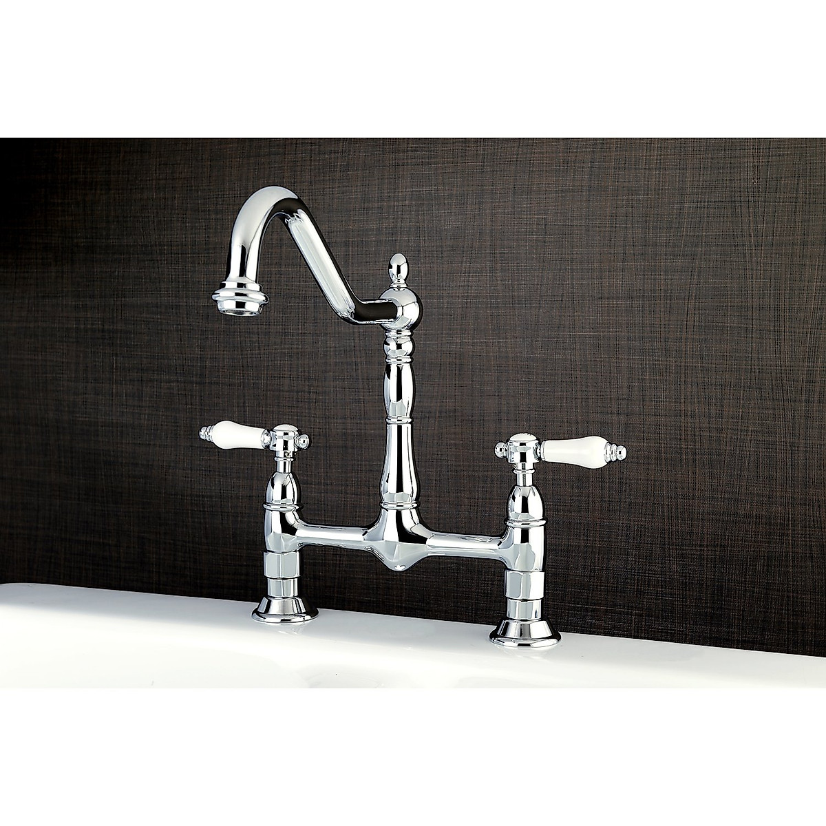 Kingston Brass KS1171BPL Bel-Air Bridge Kitchen Faucet, 8-3/4" In Spout Reach, Polished Chrome
