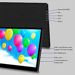 USB Touchscreen Portable Monitor,11.6" 1080P FHD IPS Display,USB C/HDMI Video Input, HDR,Ultra Slim,Bulit in Speakers, Aluminum Bezel with Angle Ddjustable Stand