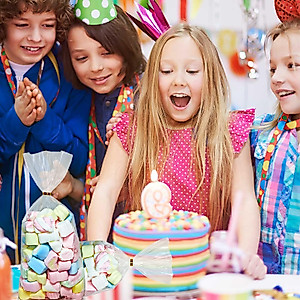 QOIUSO 100pcs Cellophane Treat Bags: 5 x11 Inch Clear Cellophane Bags for Candy Snacks Cookies Holiday Gift Wrapping - Plastic Goodie Bags with 110 Twist Ties for Christmas New Year Party Favors