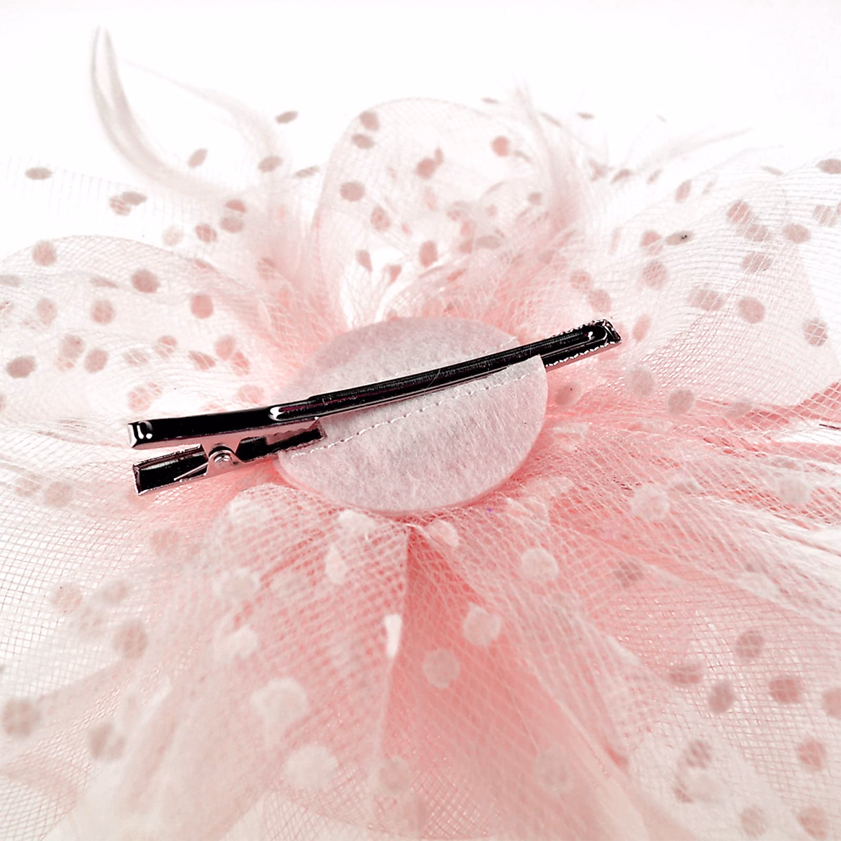 DRESHOW Fascinators Hat Flower Mesh Ribbons Feathers on a Headband and a Clip Tea Party Headwear for Girls and Women