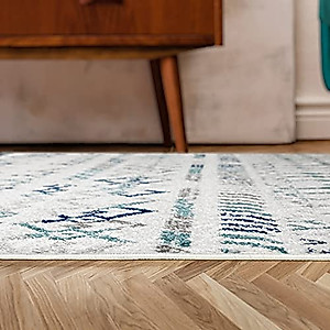 Antep Rugs Bohemian Geometric 3x5 Indoor Area Rug Phoenix, Blue, 3' x 5'