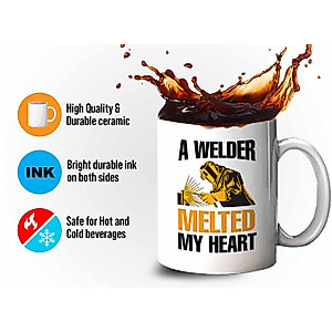 Bubble Hugs Welder Mug White 11oz - A Welder Melted My Heart - Specialize Judging Your Welds Machine Welding Fabricator