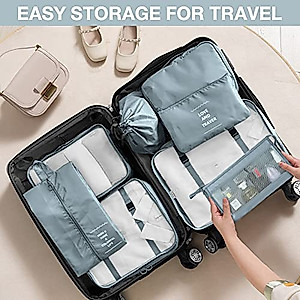 8 Pack Luggage Packing Organizers Packing Cubes Waterproof Suitcase Organizer Bags Travel Packing Organizers (Gray)