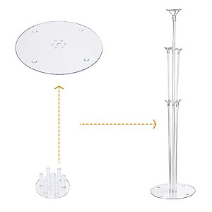 RUBFAC 6 Sets of Balloon Stand Kits, Upgraded 28" Height Clear Table Balloon Centerpiece Stand for Table Floor Birthday Party Wedding Festival Baby Shower Balloons Decorations