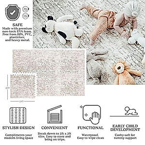 Famokids - Baby Play Mat, Tummy Time Mat, Soft & Comfortable Foam Play Mat for Baby, Interlocking Foam Mat, Non-Toxic & Waterproof Mat, Medium, 4 x 6 ft, Amber (Beige)