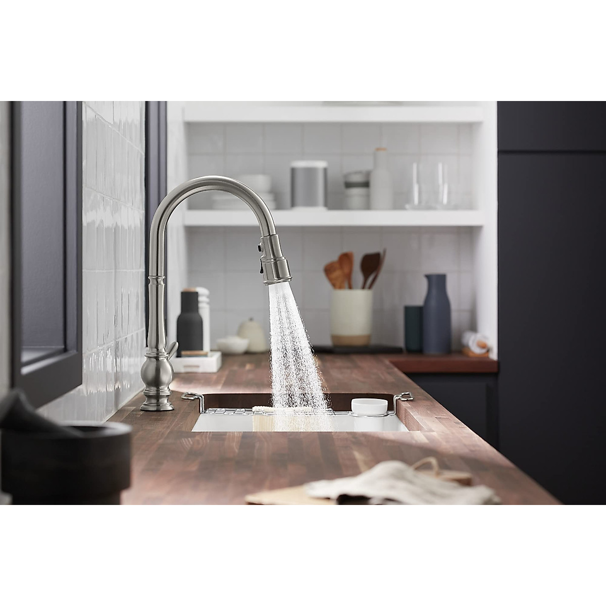 Kohler K-29709-VS Artifacts Touchless Kitchen Faucet with Pull Down Sprayer, Kitchen Sink Faucet in Vibrant Stainless