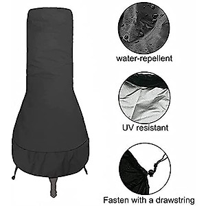 Aurragiy Chiminea Cover Patio Chiminea Cover Waterproof Durable Oxford Fabric Heavy Duty Outdoor Fire Pit Cover Garden Heater Cover for Backyard Garden Fireplace 48x48x24 Inch (Black)