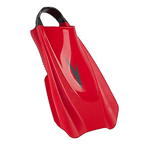 Speedo Unisex Adult Fury Training Fin for Swimming Training Fin, Lava Red/Chill Blue/Grey, 9-10