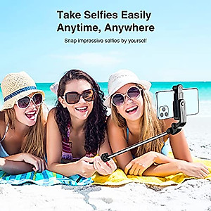 Phone Tripod Stand, Selfie Stick Tripod - Extendable Tripod Stick with Remote - Wireless Selfie Stick Tripod, Portable Tripod for Phone (Black)