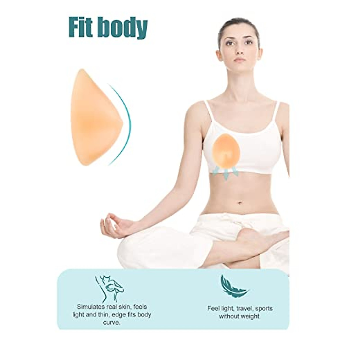 Silicone Breast Form, Mastectomy Prosthesis Concave Bra Enhancer Inserts Crossdress Transvestite Prosthetic Cancer Support Teardrop Shape Pad for Women Fake Boobs Cosplay Transgender Crossdressers