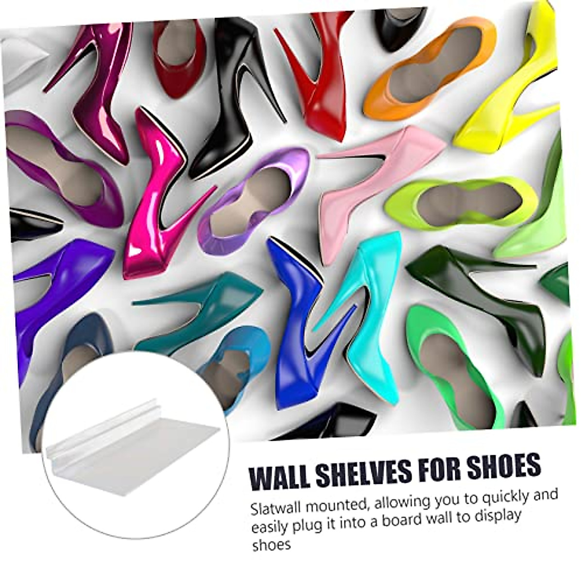 Unomor 6pcs Slot Display -Mounted Shelves Floating Shoe Display Shelves Wall Shelves for Shoes Wall Mounted Shelves Shoe Shelves for Wall Shelf Retail Shelves Transparent Plastic