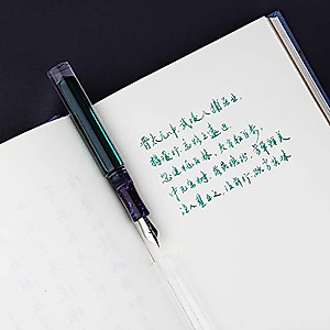 Lanxivi Majohn C1 Fountain Pen Fine Nib Clear Transparent Acrylic Resin, Mini Pocket Pen, Eyedropper,Cartridges and Converter Filling