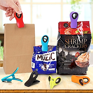 JTIEO 16 Pack Chip Clips Bag Clips Magnetic Clips Bag Clips for Food Kitchen Clips for Snack Bags Food Bags Plastic Clips Magnet Clips Heavy Duty Snack Clips Hanging Clips