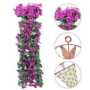 Yardwe 2 Sets Decor Ivy with Flowers Garden Sticker and Premium Floral Purple Vine: Balcony Home Plant Office Wisteria Decoration Violet Ceiling Vivid Basket Wedding Delicate Wall