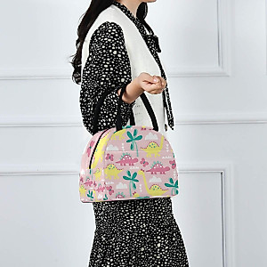 OREZI Cute Cartoon Pink Dinosaur Animal Pattern School Lunch Bag for Girls Boys,Insulated and Leakproof Container Lunch Box,Lunch Tote Bag Men Work Picnic Hiking Fishing