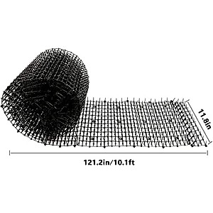 Hmdivor 118"x 11.8" Cat Scat Mat with Spikes, Prickle Strips Digging Stopper Outdoor Deterrent Mat for Indoor Garden Includes 8 Garden Staples