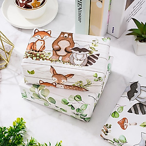 AnyDesign 12Pcs Woodland Creature Wrapping Paper Woodland Animal Eucalyptus Gift Wrap Paper Folded Flat Forest Theme Art Paper for Birthday Baby Shower DIY Crafts Gift Wrapping, 19.7 x 27.6 Inch