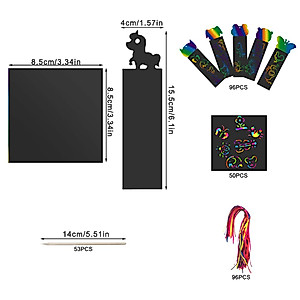 lyfLux 146 PCS Animal Scratch Bookmarks Art, Rainbow Magic Scratch Paper Art Kit for Birthday Parties, Game Activities, DIY Crafts, Decorations