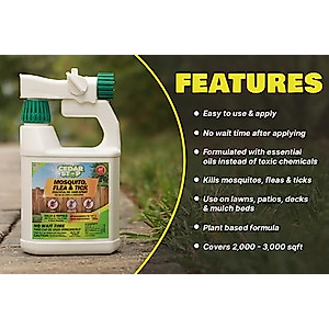 CedarStop 32 Ounce Essential Oil Yard Spray - Plant Based Flea, Tick And Mosquito Repellent Pest Control Spray Treatment And Insect Killer - Safe Around Kids, Pets, And Plants - 2 Pack