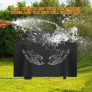Cegsin Grill Cover, 58 Inch Waterproof BBQ Grill Cover, UV and Fade Resistant Gas Grill Cover, 600D Outdoor Eagle Wing Barbecue Gas Grill Cover Fits Grills of Weber Brinkman Char-Broil, Etc-Black