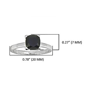 YoTreasure 1.82 ct Black Spinel Solid 925 Sterling Silver Solitaire Ring
