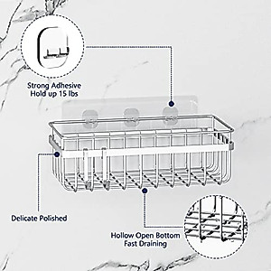 Shower Caddy Shelf, Adhesive Shower Organizer 2 Pack, Shower Shelves for Inside Shower Stainless Steel, Wall Mounted Shower Rack No Drilling, Shower Storage Organization for Bathroom, Silver