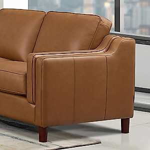 Hydeline Bella Top Grain Leather Sofa Couch, 84", Cognac - Feather Down, Memory Foam and Springs Seating